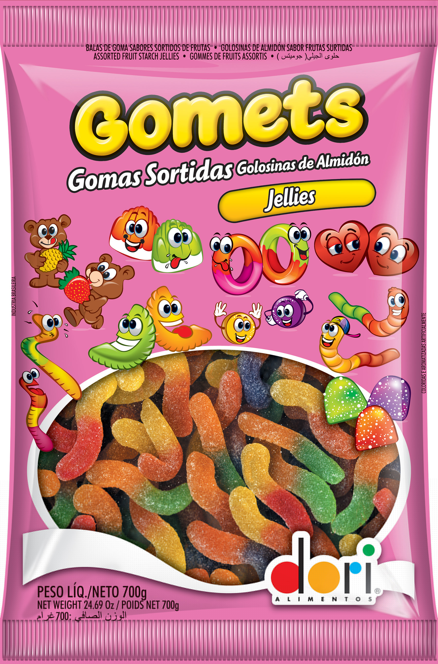 Gomets Goma Minhoca Frutas 700g Dori - Colibri Festas