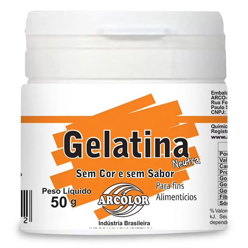 Gelatina Sem Cor E Sem Sabor Neutra 50g Arcolor Colibri Festas