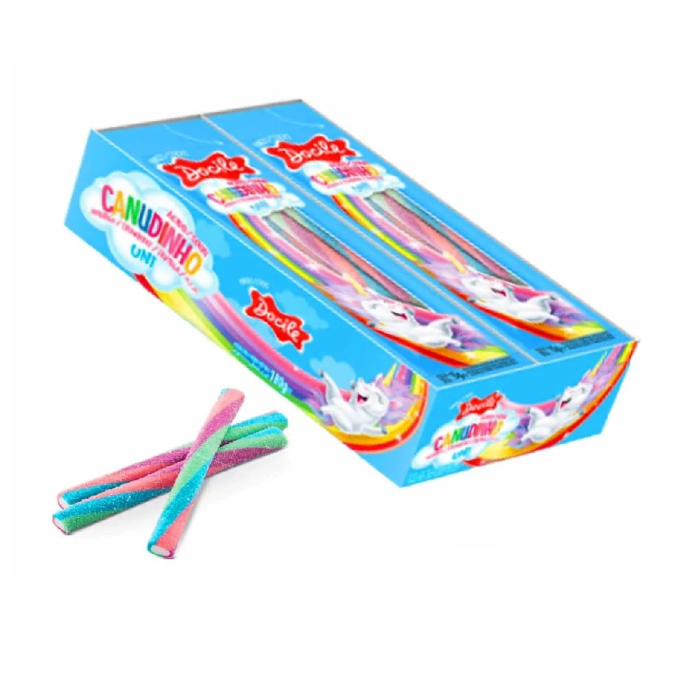 Bala Canudinho Uni Sabor Morango Cítrico Display 12x15g 180g Docile ...