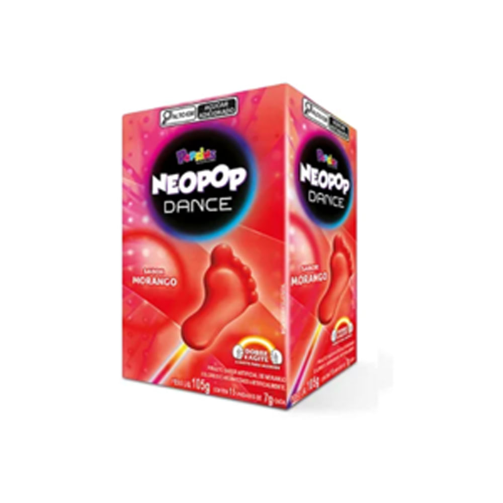 Pirulito Neopop Dance Haste Neon Morango 15x7 Popkins - Colibri Festas
