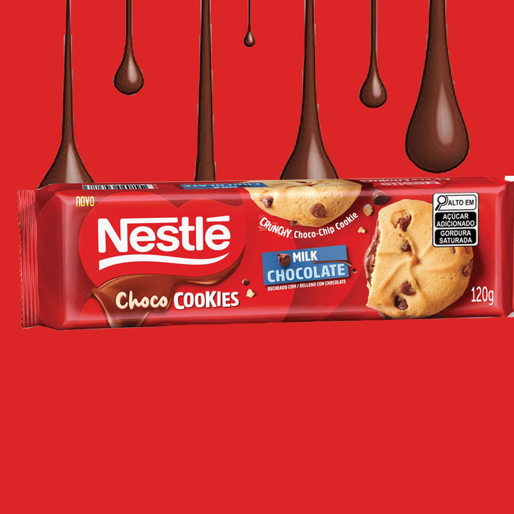 Biscoito Choco Cookies Com Recheio E Gotas De Chocolate 120g Nestlé ...